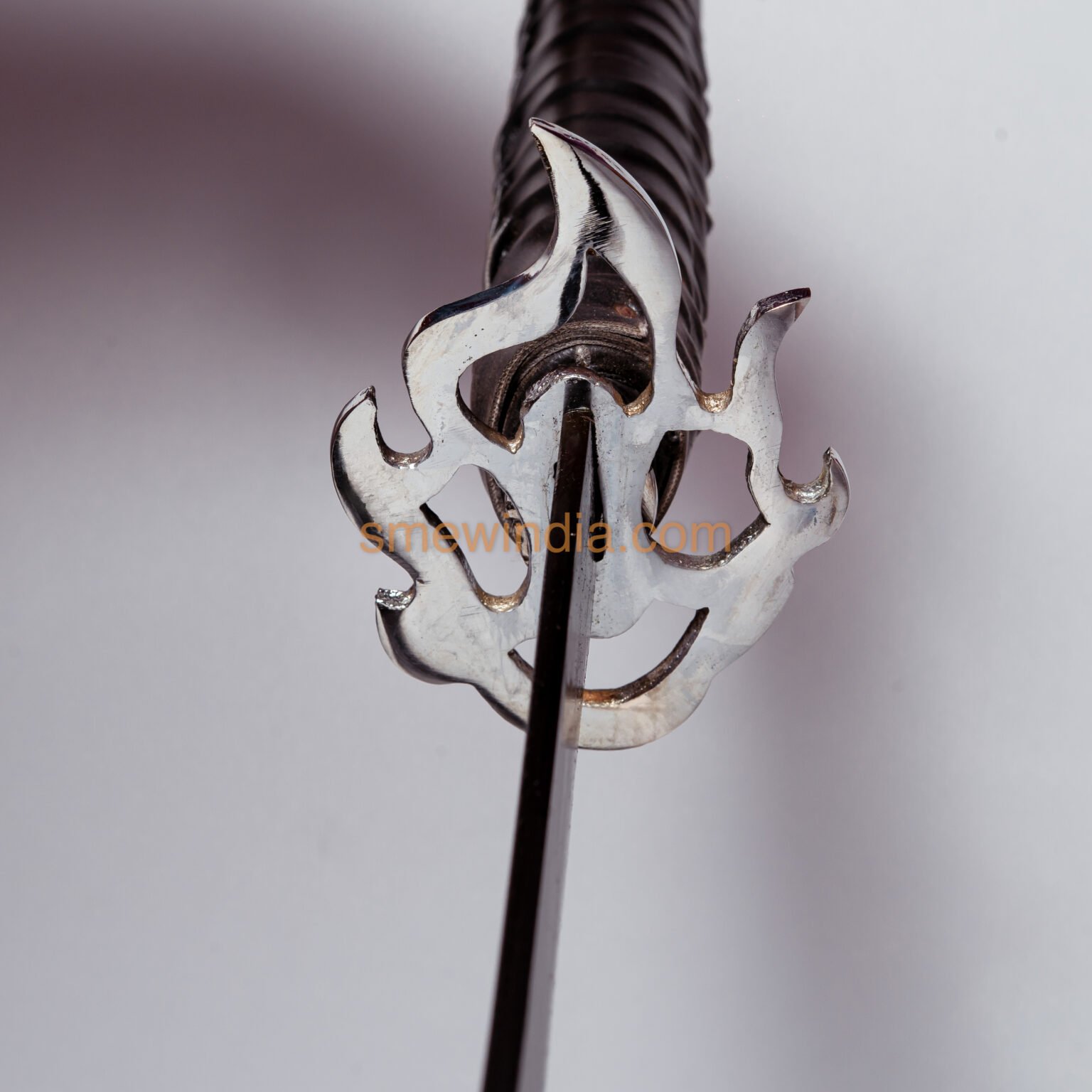 Buy Black Katana with Silver Flame Tsuba - SMEWIndia
