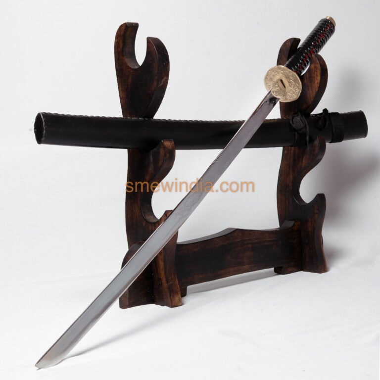 Buy Black Katana with Japanese Floral Motif Pattern on Tsuba - SMEWIndia