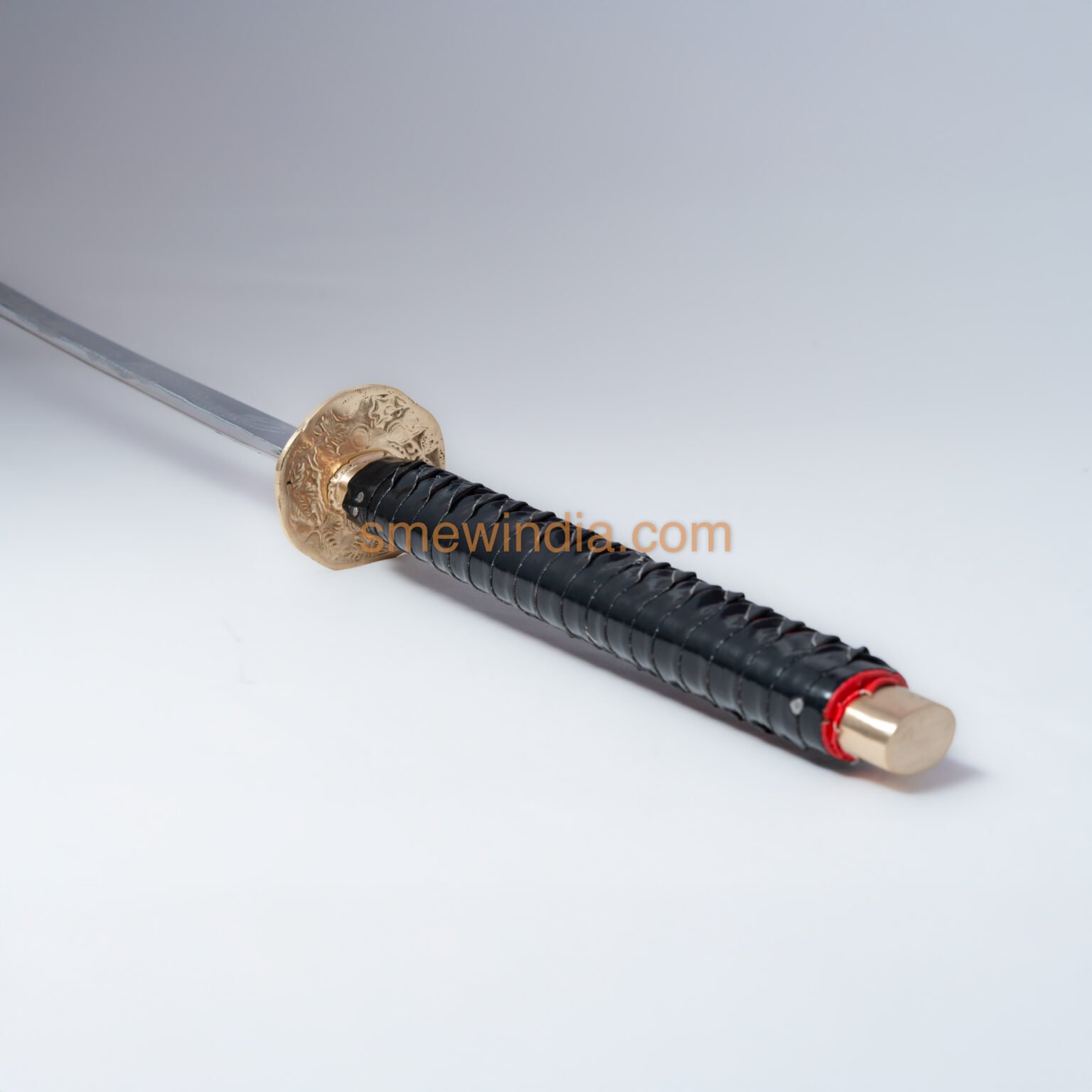 Buy Black Katana with Japanese Floral Motif Pattern on Tsuba - SMEWIndia